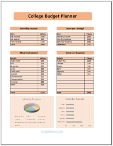 Student Budget Templates - Printable Formats - [Download 10 Templates]