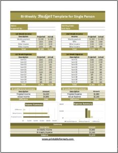 Free Budget Templates for Single Person - Printable Formats