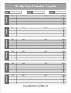 05 Free Weekly Schedule Templates - Printable Formats