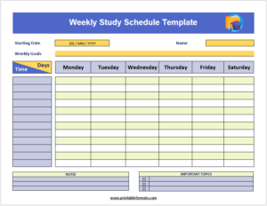 Free Study Schedule Templates - Printable Formats