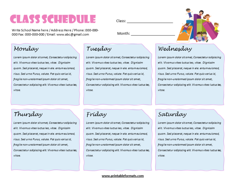 BEST Class Schedule Templates - Printable Formats