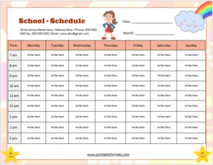 Free School Schedule Templates - Printable Formats