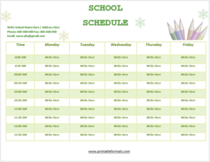 Free School Schedule Templates - Printable Formats