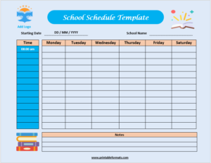 Free School Schedule Templates - Printable Formats
