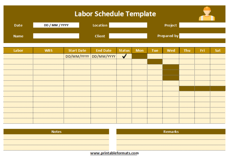 Free Labor Schedule Templates - Printable Formats