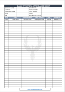 06 Free Interview Attendance Sheet Templates - Printable Formats