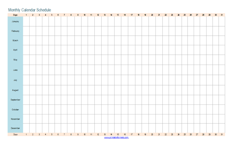 Free Monthly Calendar Schedule Templates - Printable Formats