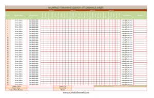 Training Session Attendance Sheets for Free - Printable Formats