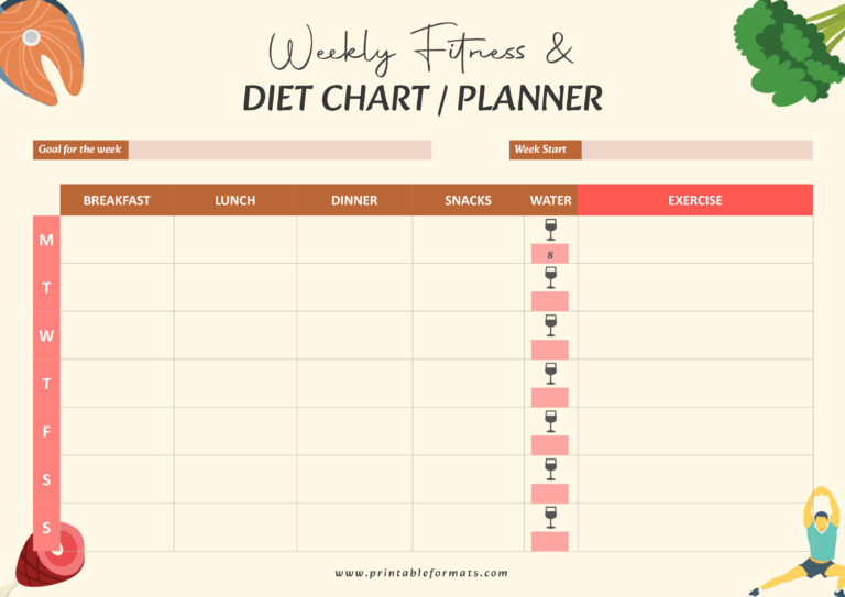 Diet Chart Templates - Printable Formats