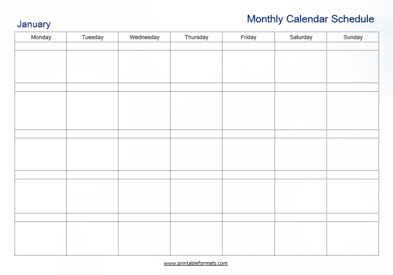 Free Monthly Calendar Schedule Templates - Printable Formats