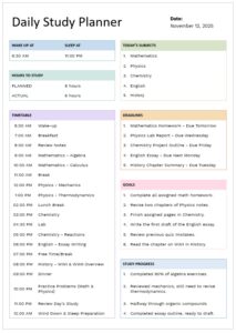 Free Study Schedule Templates - Printable Formats