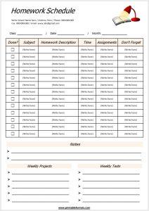 Free Homework Schedule Templates - Printable Formats