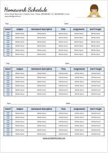 Free Homework Schedule Templates - Printable Formats