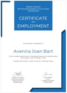 Certificate Of Employment Templates - Printable Formats