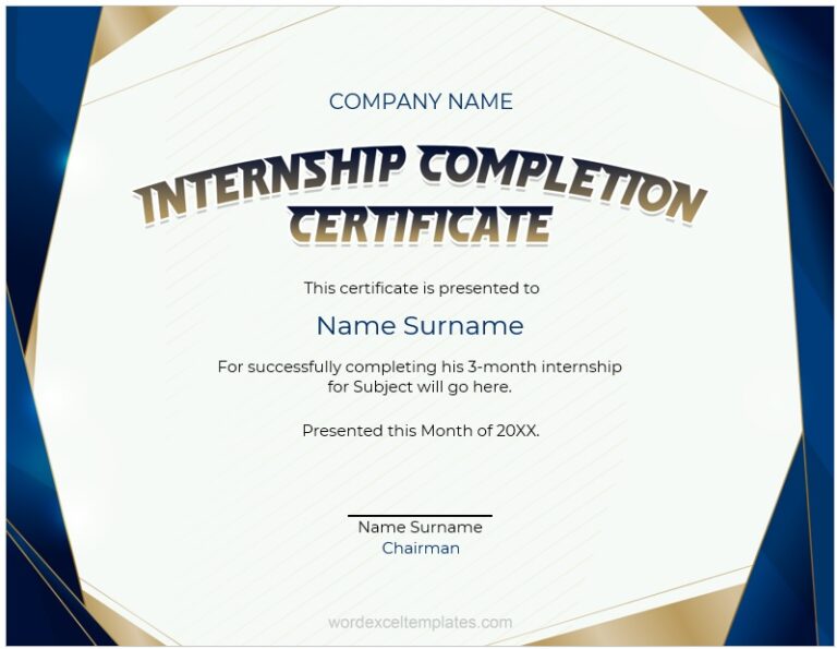17+ Free Internship Certificate Templates - Printable Formats
