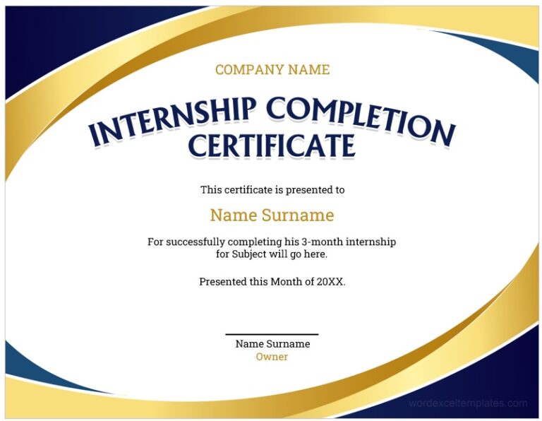 17+ Free Internship Certificate Templates - Printable Formats