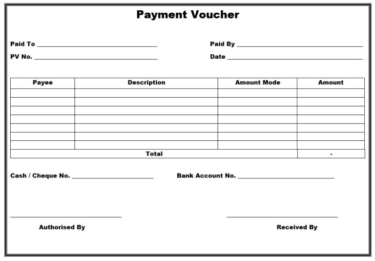 FREE Payment Voucher Templates - Printable Formats